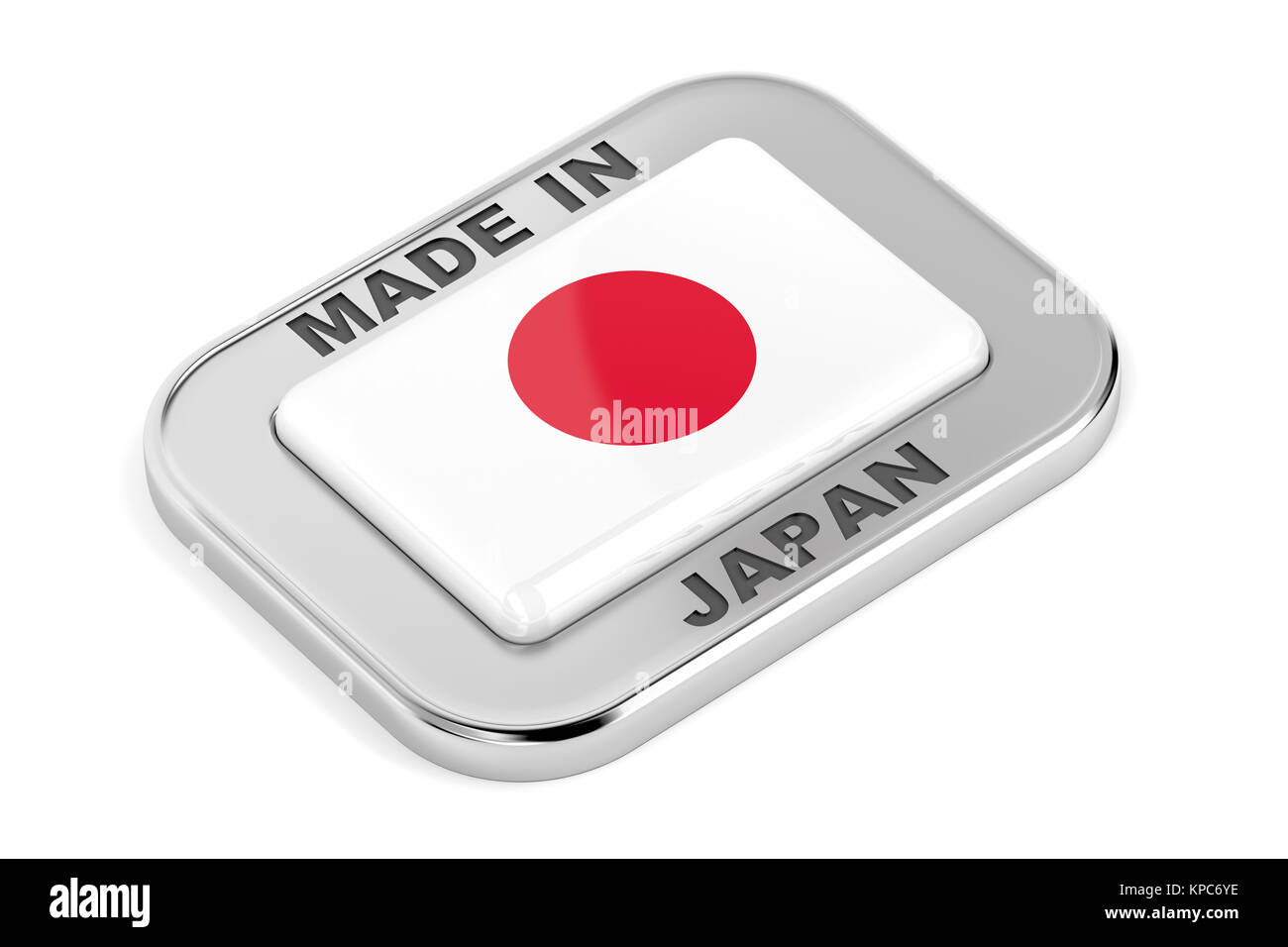 Made in Japan, shiny silver badge with Japanese flag inside Stock Photo ...