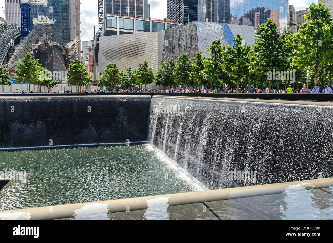 NEW YORK - JULY 17: People visit 9/11 Memorial in Manhattan on July 17 ...