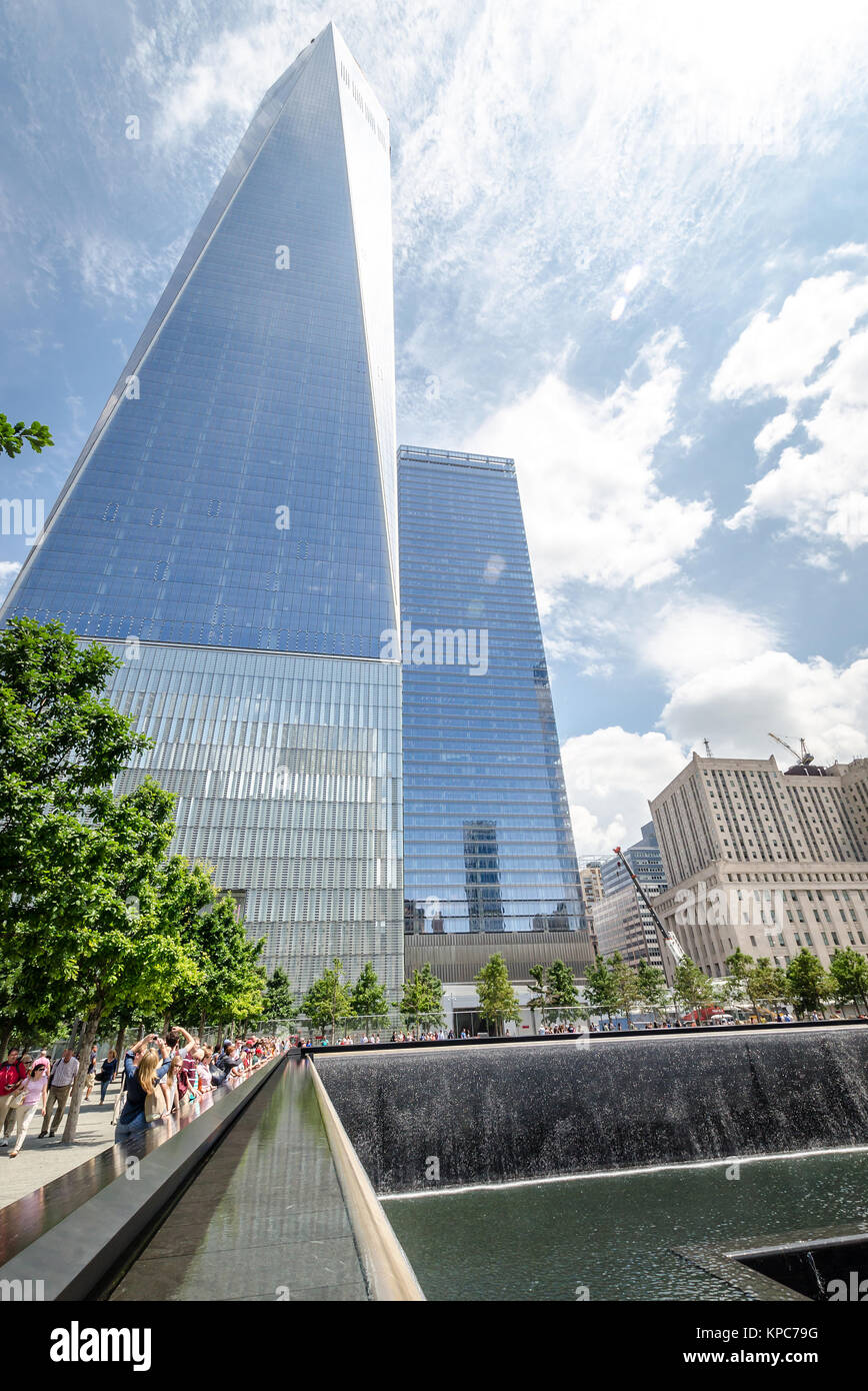 NEW YORK - JULY 17: People visit 9/11 Memorial in Manhattan on July 17 ...