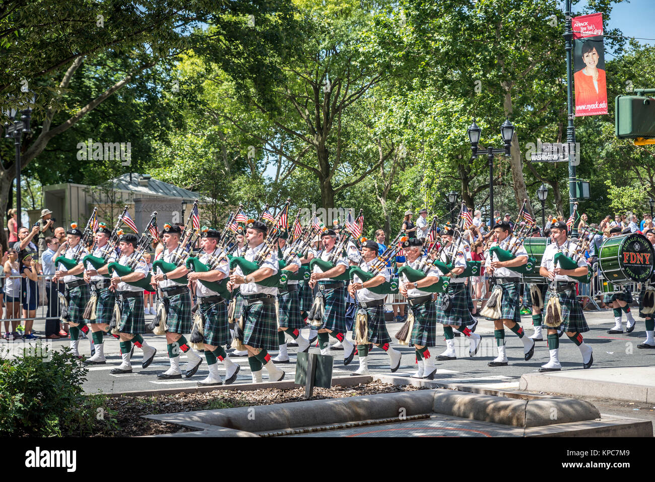 NEW YORK CITY - JULY 10: A band plays during the ticker-tape parade on ...