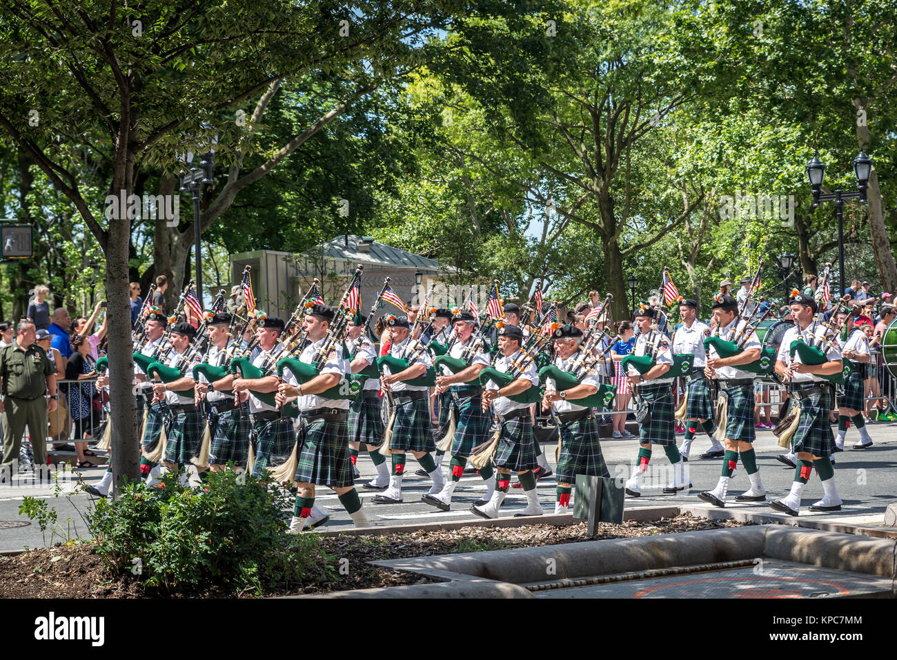 NEW YORK CITY - JULY 10: A band plays during the ticker-tape parade on ...