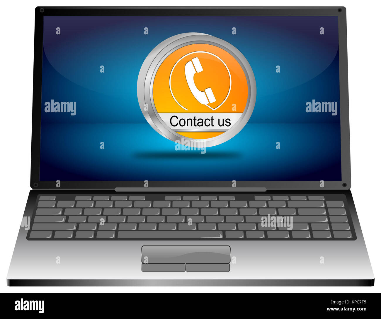 Laptop with contact us button Stock Photo - Alamy