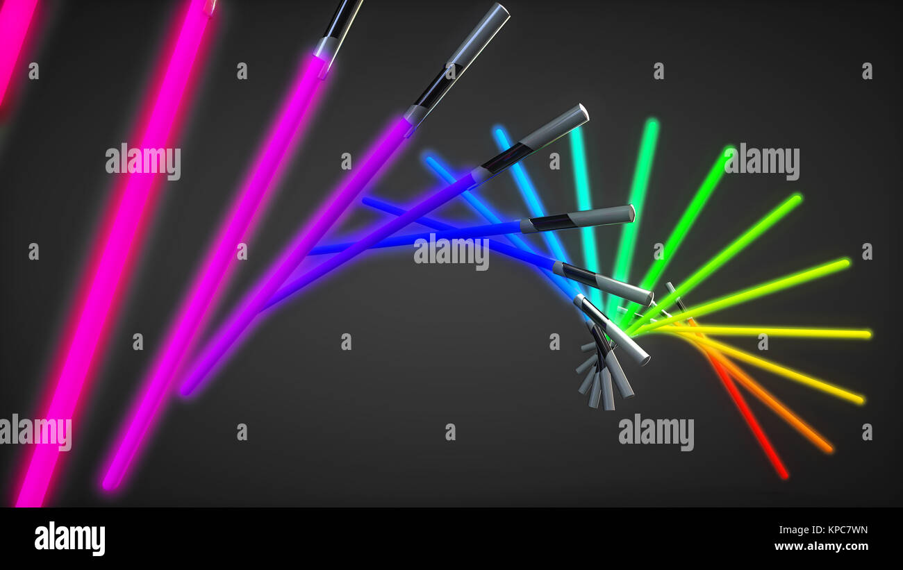 light swords isolated dark background Stock Photo - Alamy