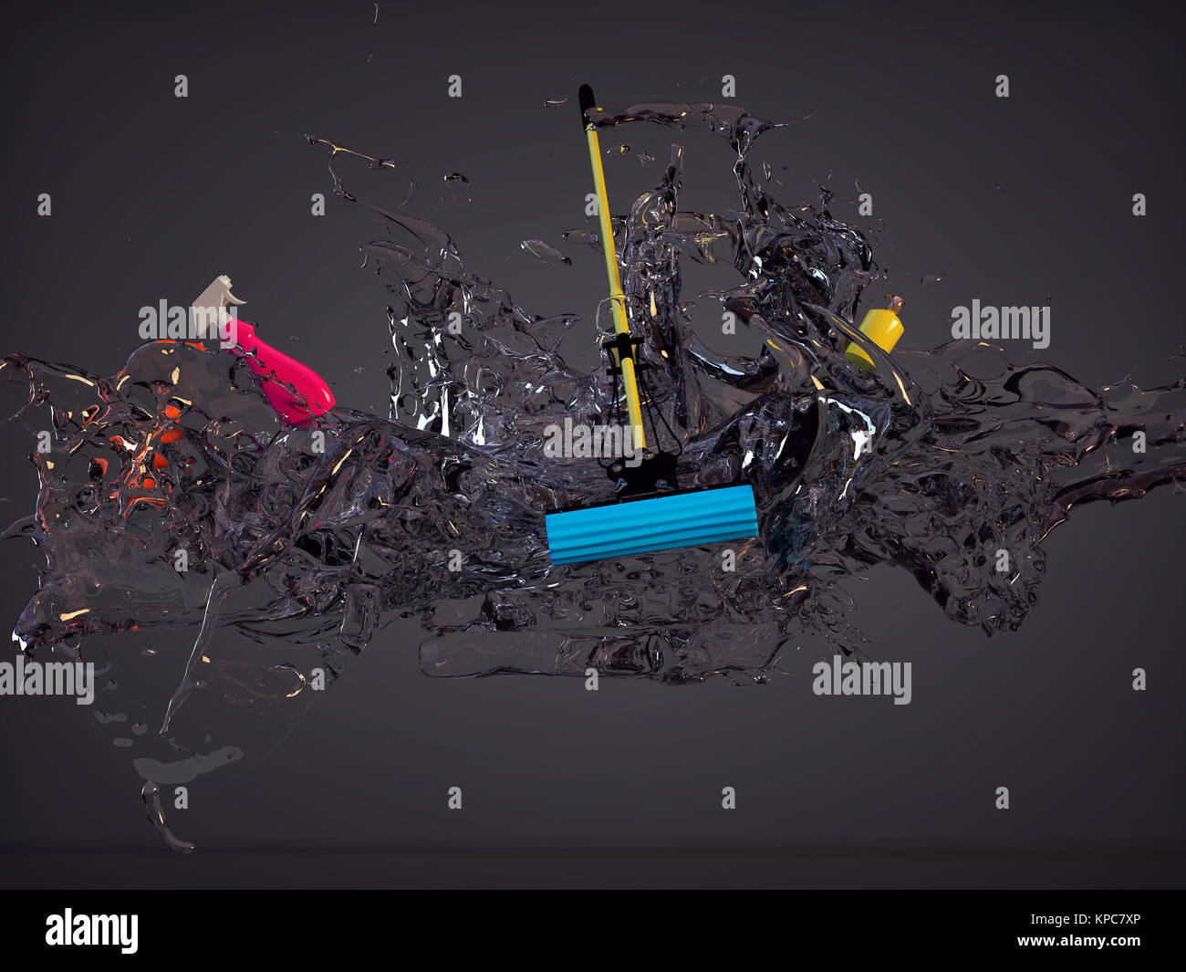 splash water mixed mop, spray, bottle cleanser Stock Photo - Alamy