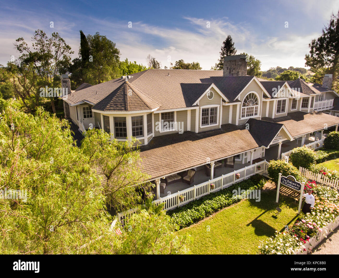 aerial view of The Ballard Inn and Restaurant and chef Budi Kazali ...