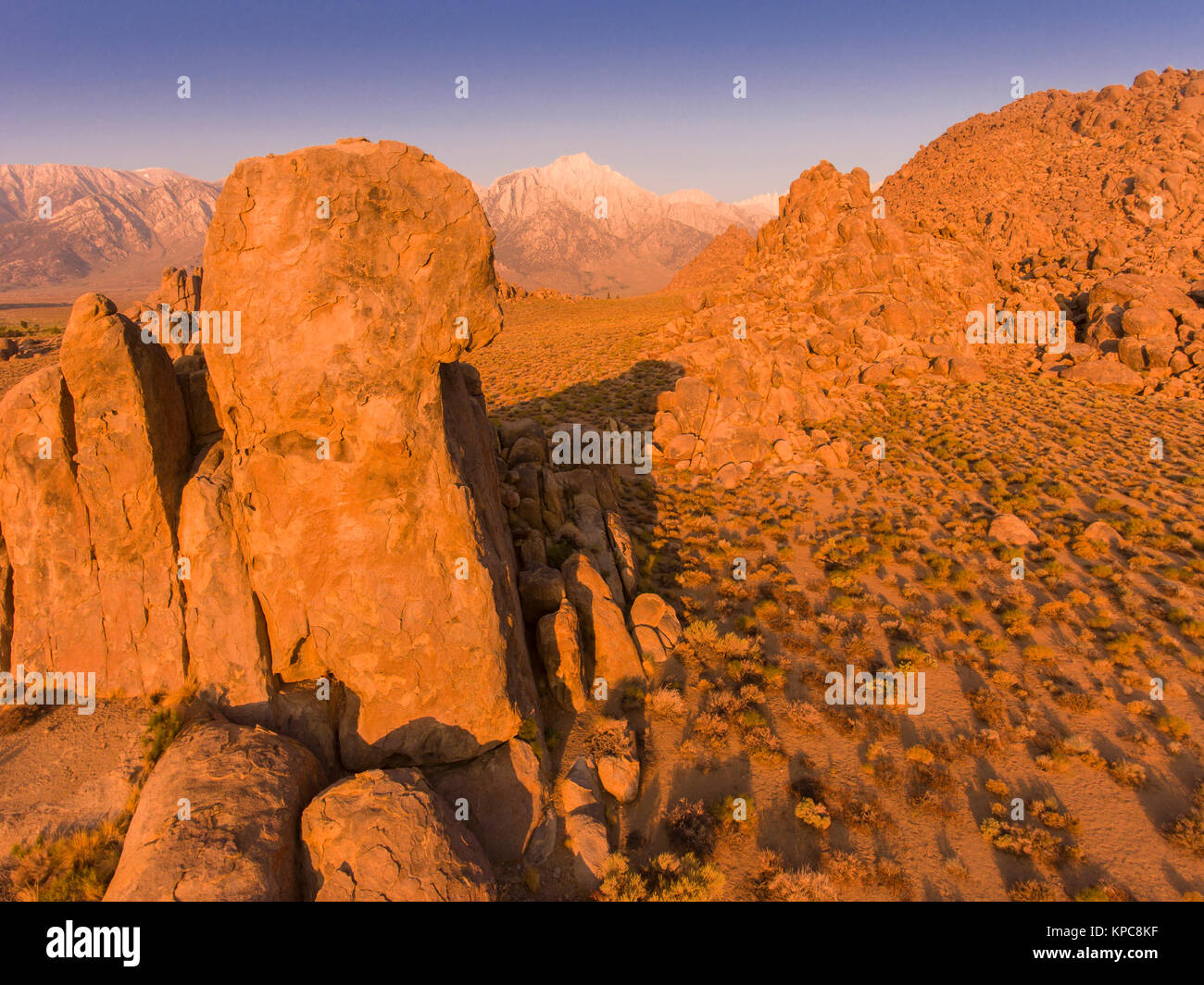 aerial view of rock formations in the Alabama Hills, Sierra Nevada ...