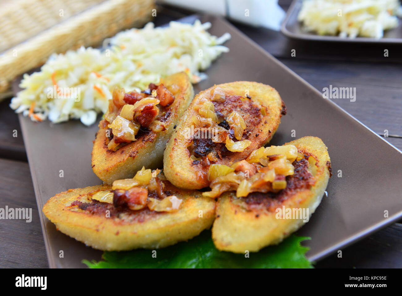 Traditional lithuanian dish - meat stuffed potato dumplings Stock Photo ...