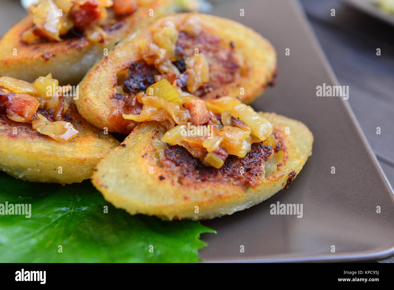 Traditional lithuanian dish - meat stuffed potato dumplings Stock Photo ...