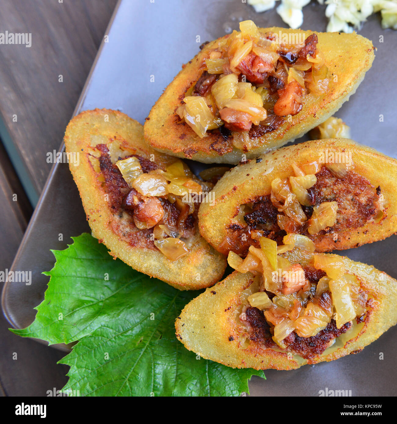 Traditional lithuanian dish - meat stuffed potato dumplings Stock Photo ...