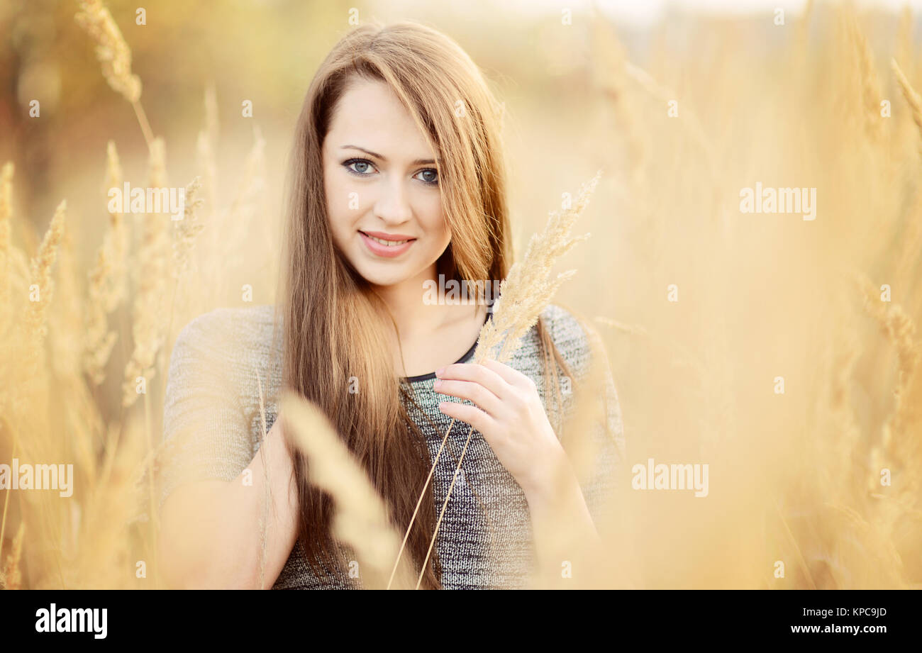 Autumn portrait of beautiful caucasian girl Stock Photo - Alamy