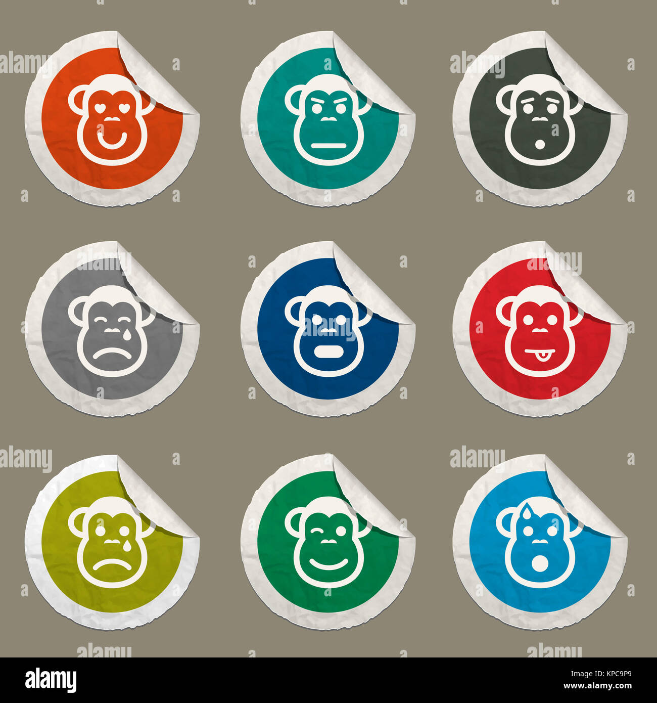 Monkey emotions simply icons Stock Photo - Alamy