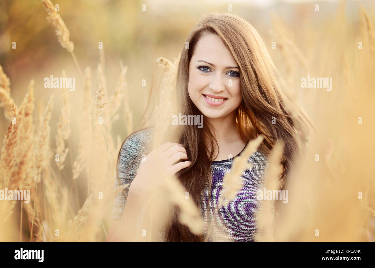 Autumn portrait of beautiful caucasian girl Stock Photo - Alamy