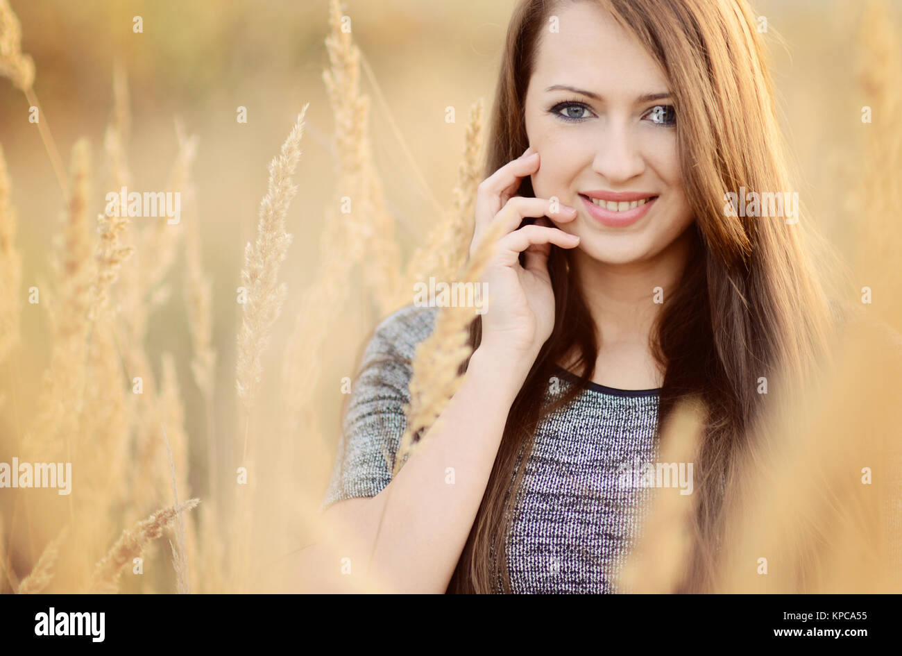 Autumn portrait of beautiful caucasian girl Stock Photo - Alamy