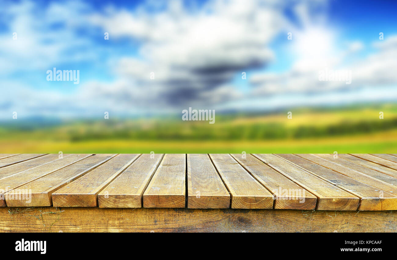 Empty table for display montages Stock Photo - Alamy