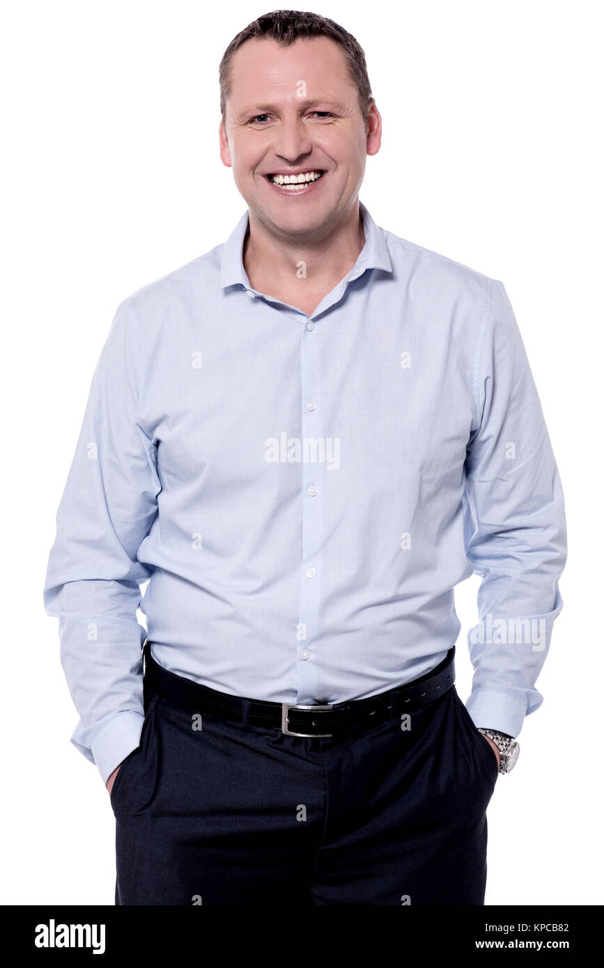 Happy middle aged man posing Stock Photo - Alamy