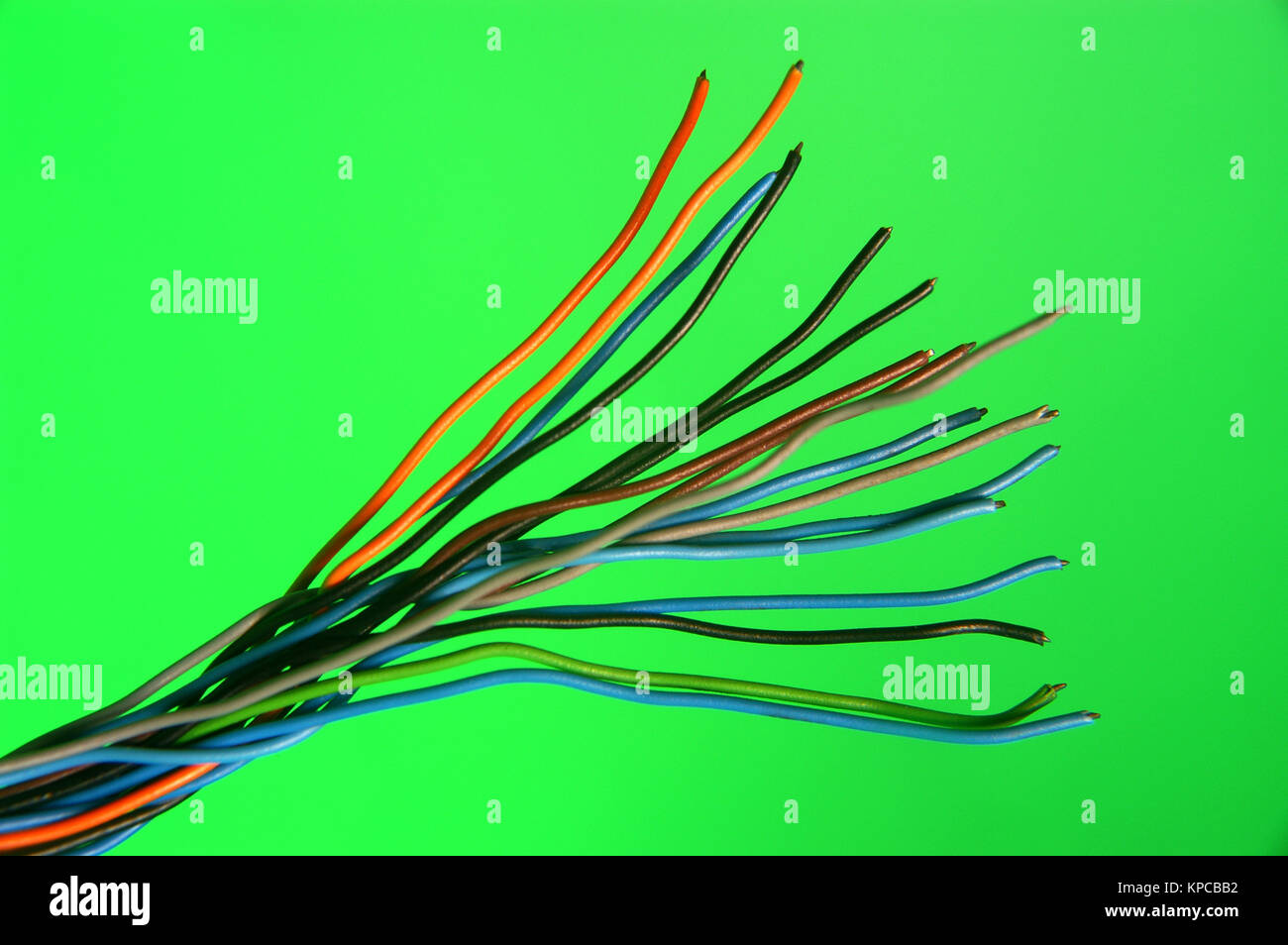 power line on green background Stock Photo - Alamy