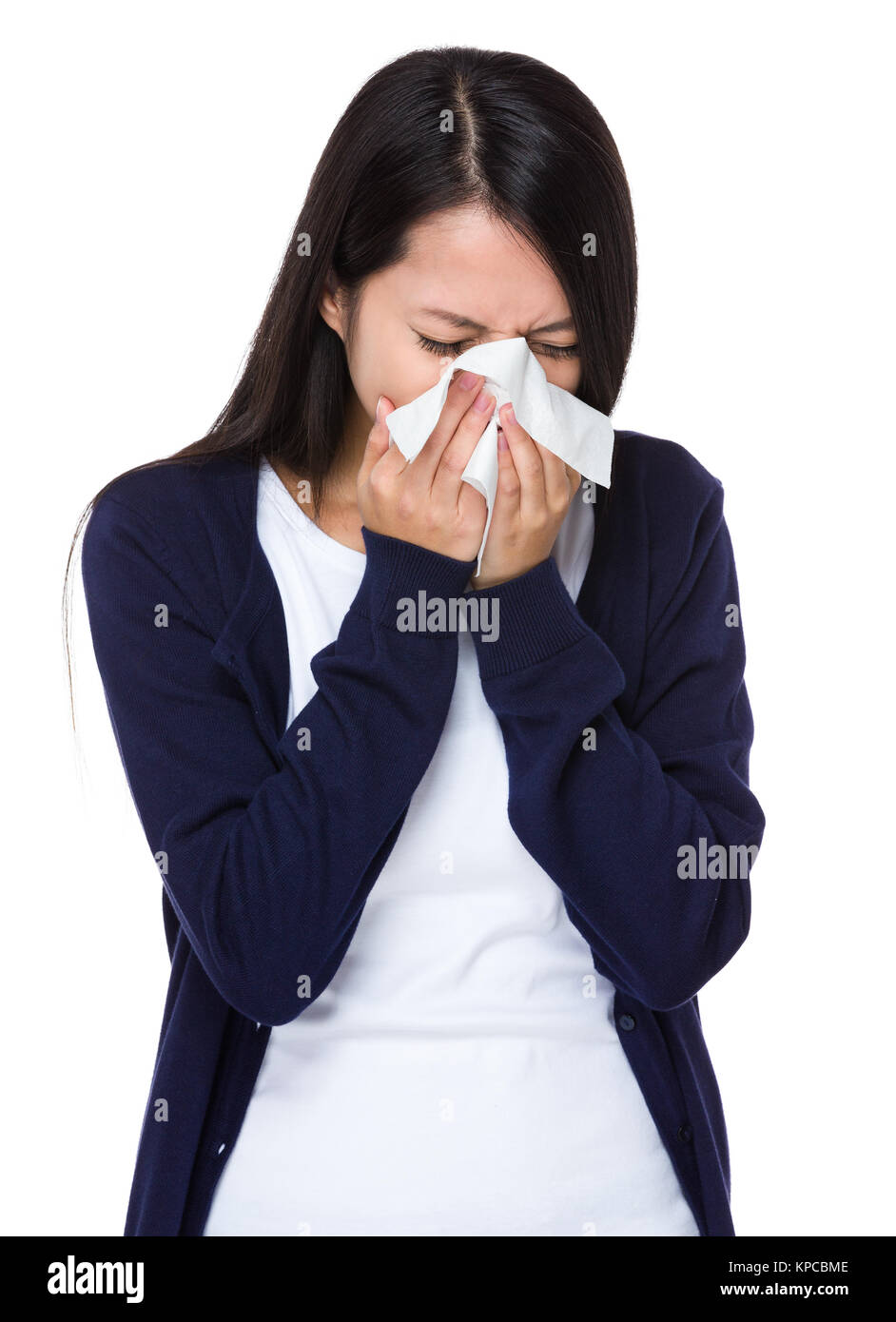 Asian Young Woman feeling unwell Stock Photo - Alamy
