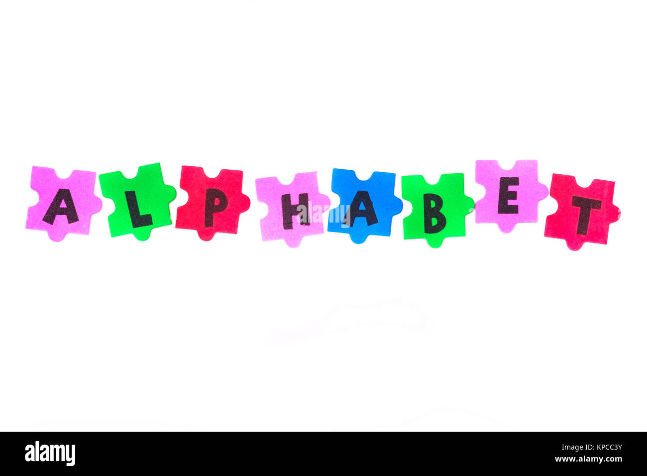 alphabet spelled outwith coloured tiles Stock Photo - Alamy