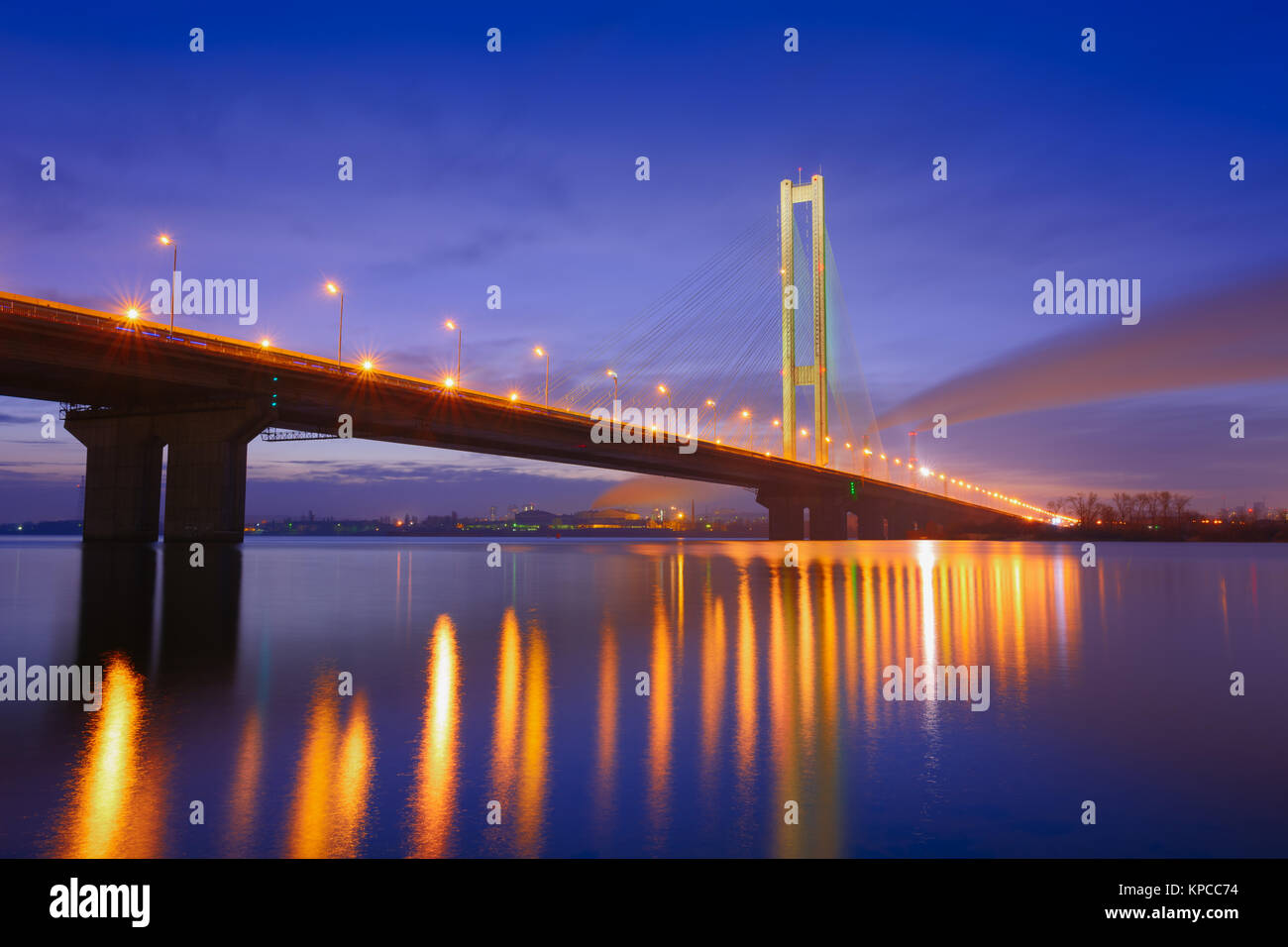 kiev south bridge at blue hour Stock Photo - Alamy