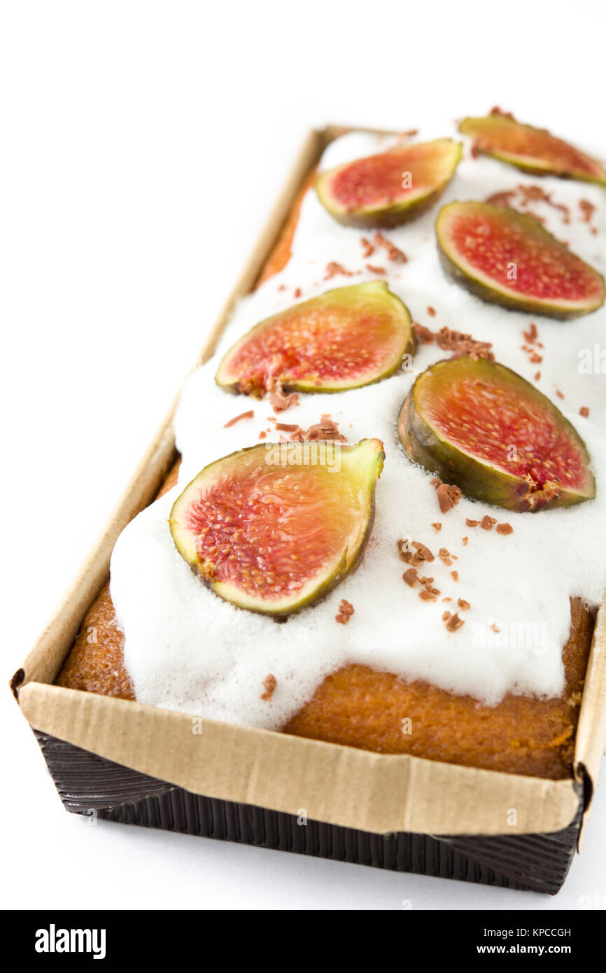 Delicious fig cake isolated on white background Stock Photo - Alamy