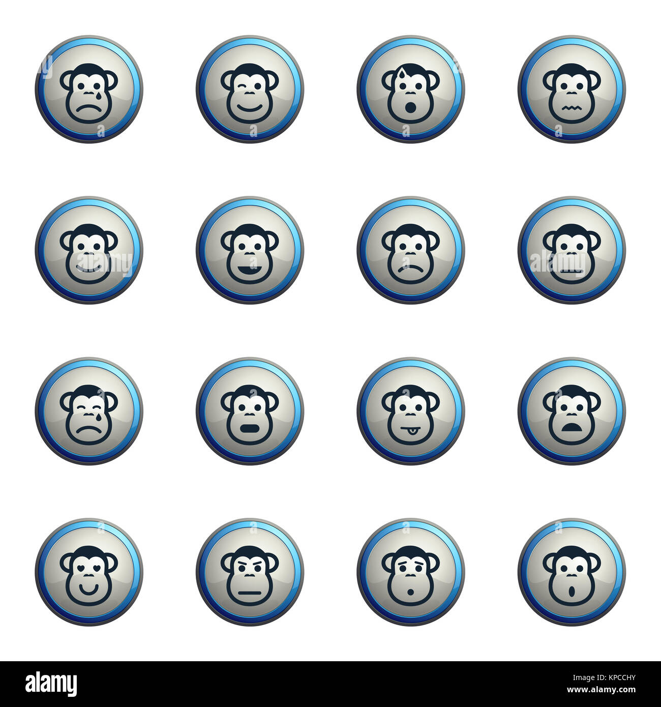 Monkey emotions simply icons Stock Photo - Alamy