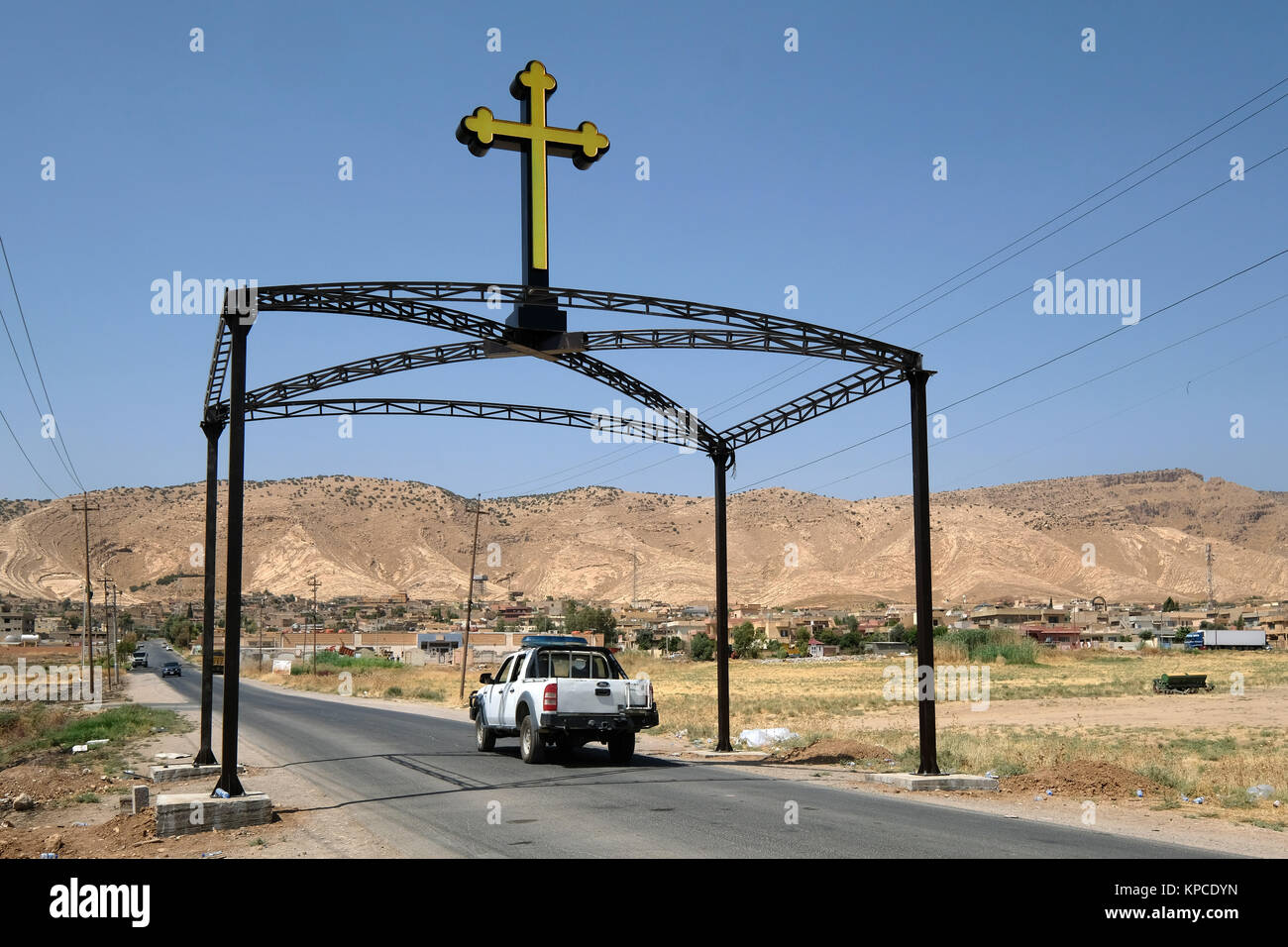 Entrance to the Christian village of Alqosh, Nineveh Plain, Northern ...