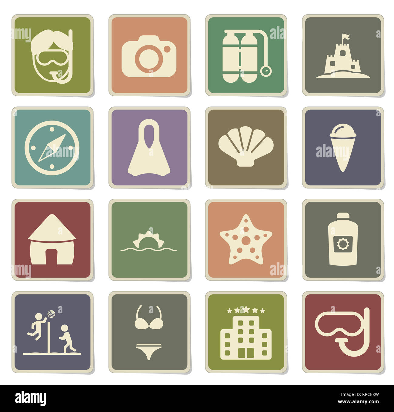 Beach simply icons Stock Photo - Alamy