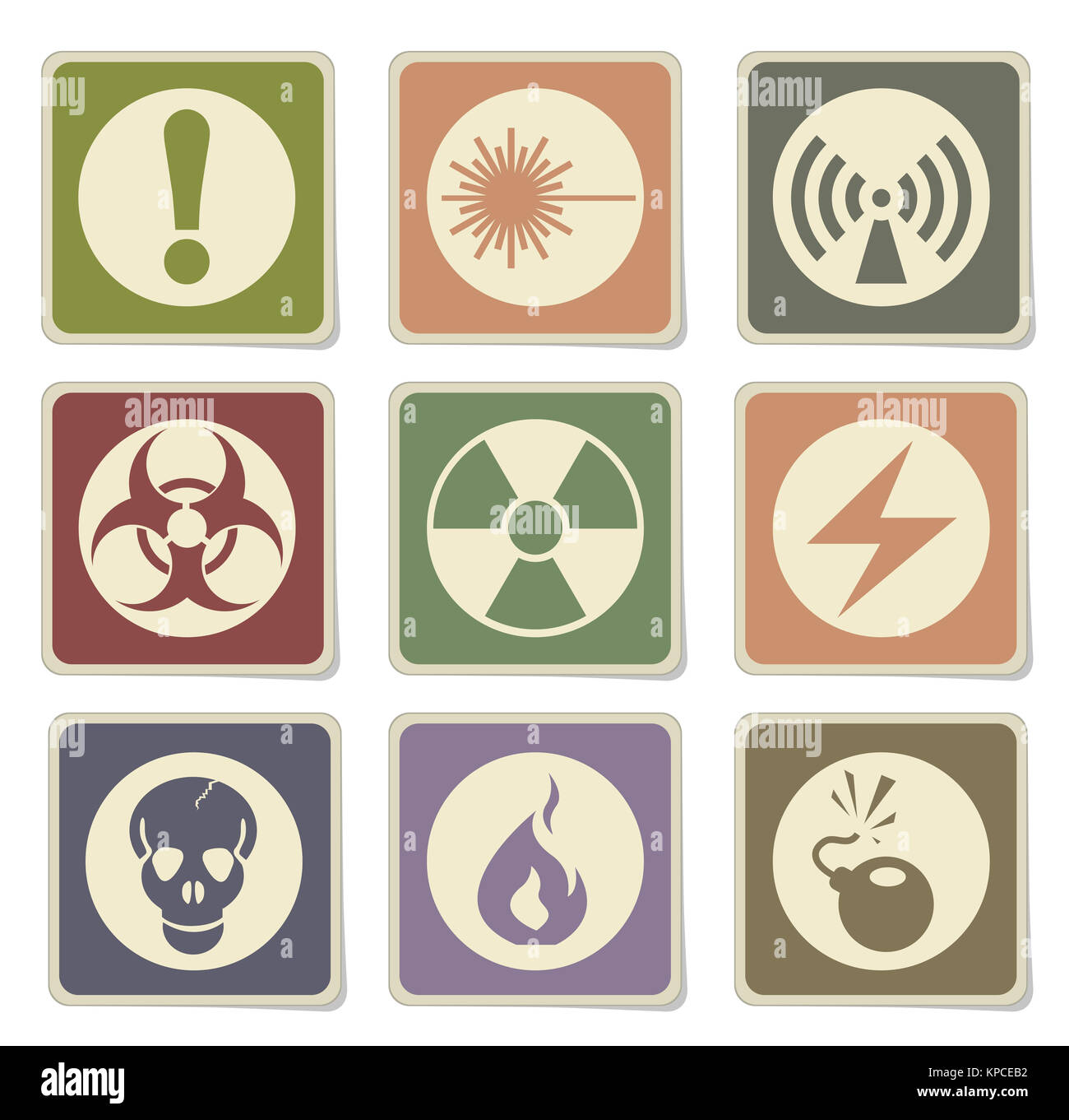 Hazard icons set Stock Photo - Alamy