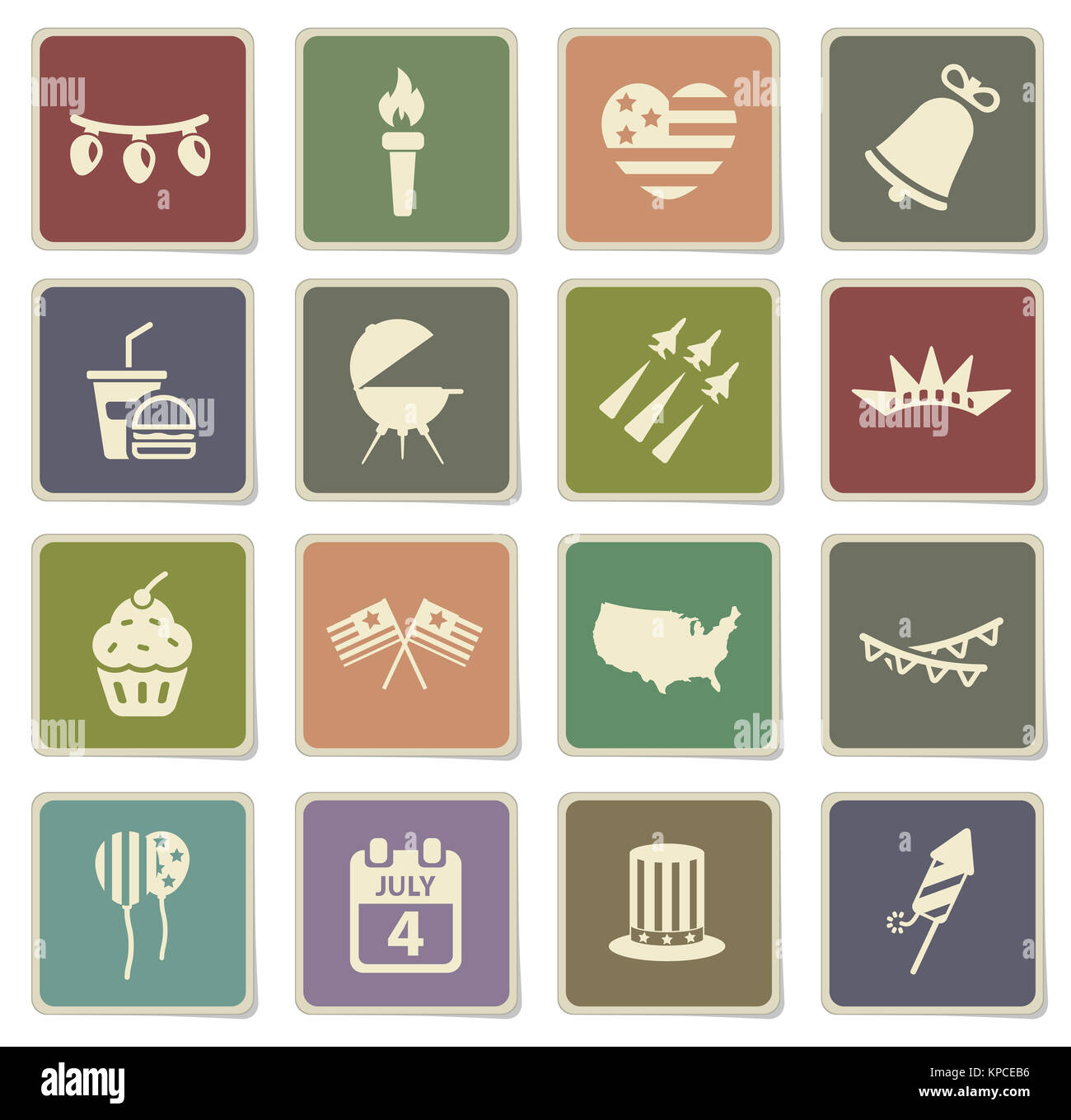 Independence day simply icons Stock Photo - Alamy