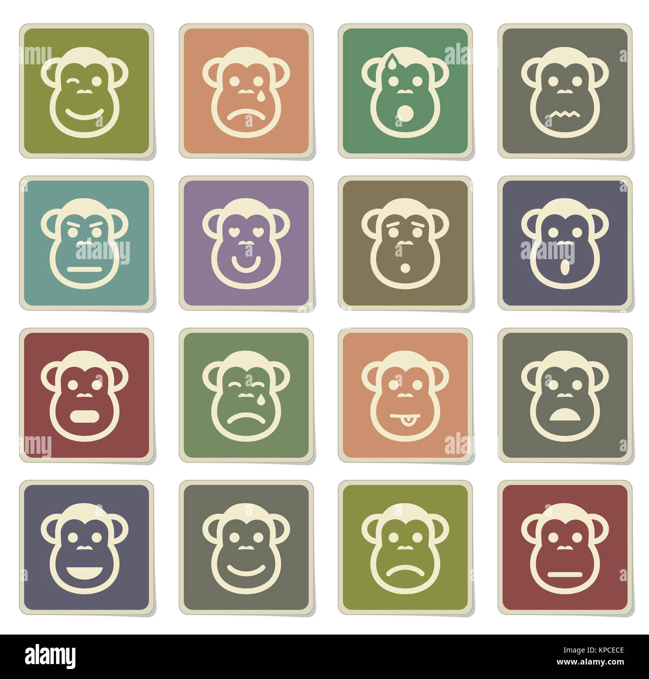 Monkey emotions simply icons Stock Photo - Alamy