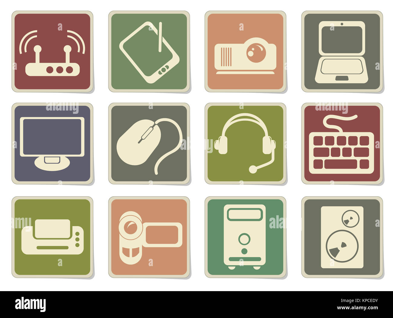 Computer equipment simple vector icons Stock Photo - Alamy