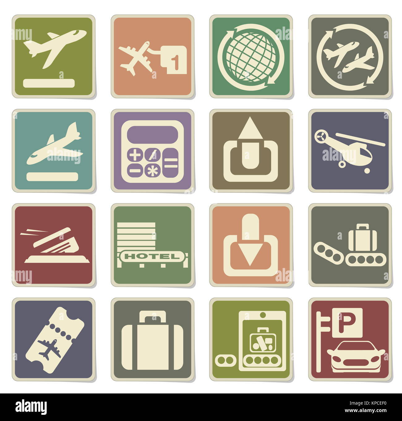 Airport icons set Stock Photo - Alamy