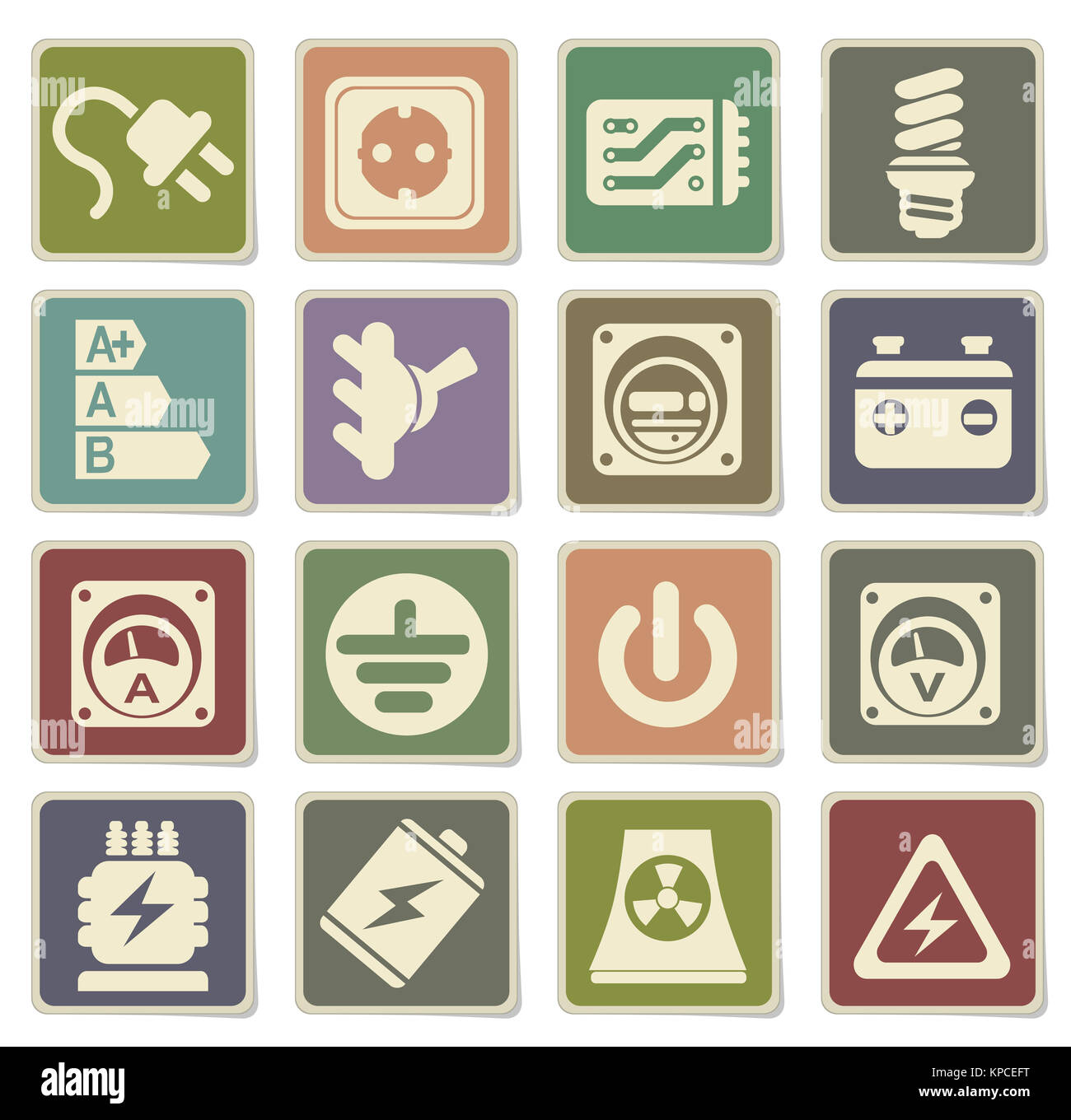 Electricity icons set Stock Photo - Alamy