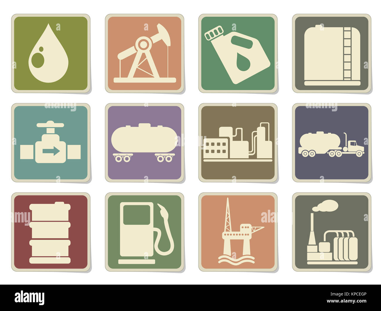 Oil and petrol industry objects icons Stock Photo - Alamy