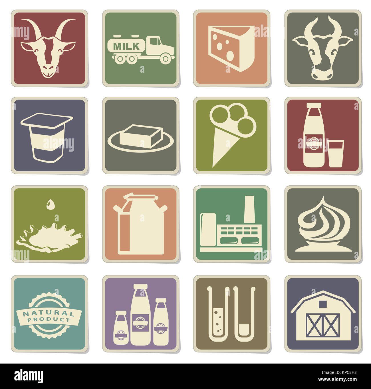 Milk industry icons set Stock Photo - Alamy