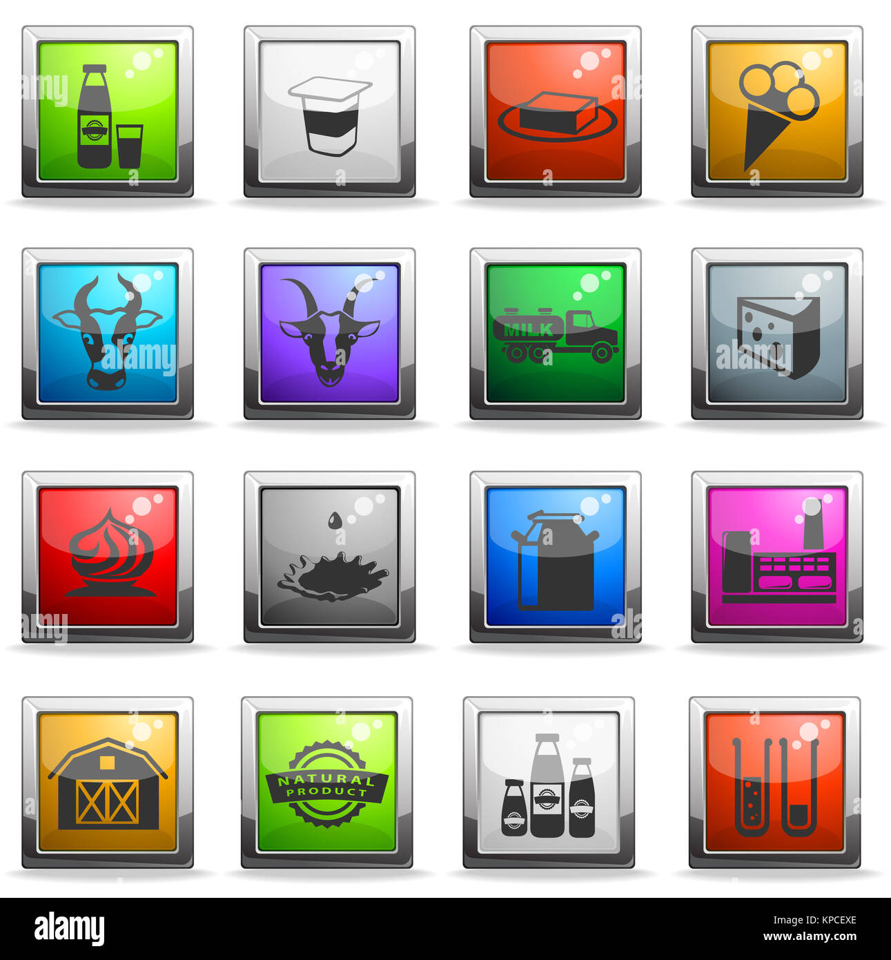 Milk industry icons set Stock Photo - Alamy