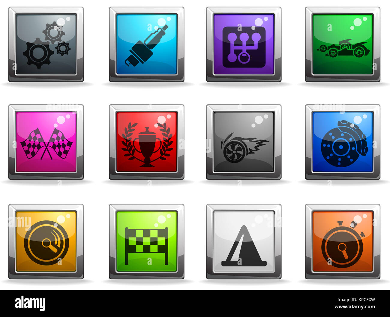 Racing icons set Stock Photo - Alamy