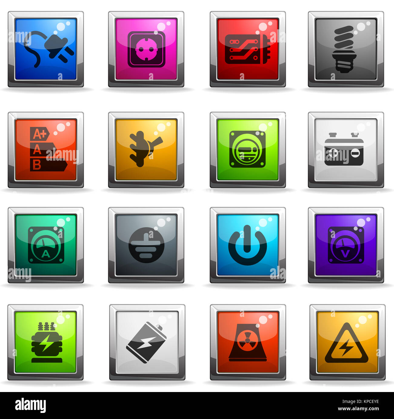 Electricity icons set Stock Photo - Alamy