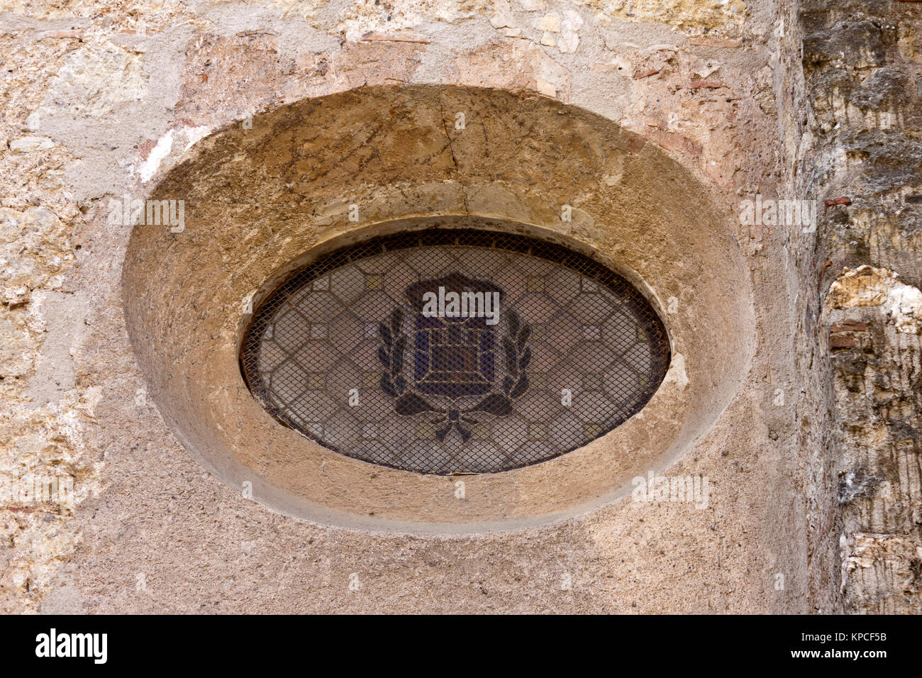 Oculus window in the monastery of Sant Cugat Stock Photo - Alamy