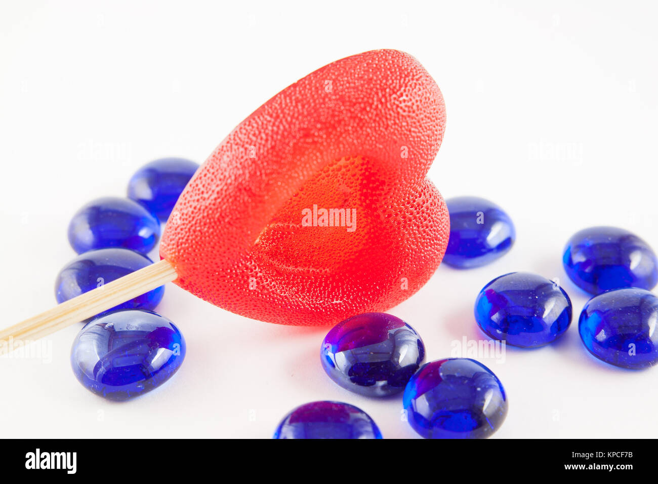 Valentine day concept - heart shaped lolly pop on wood background, copy ...