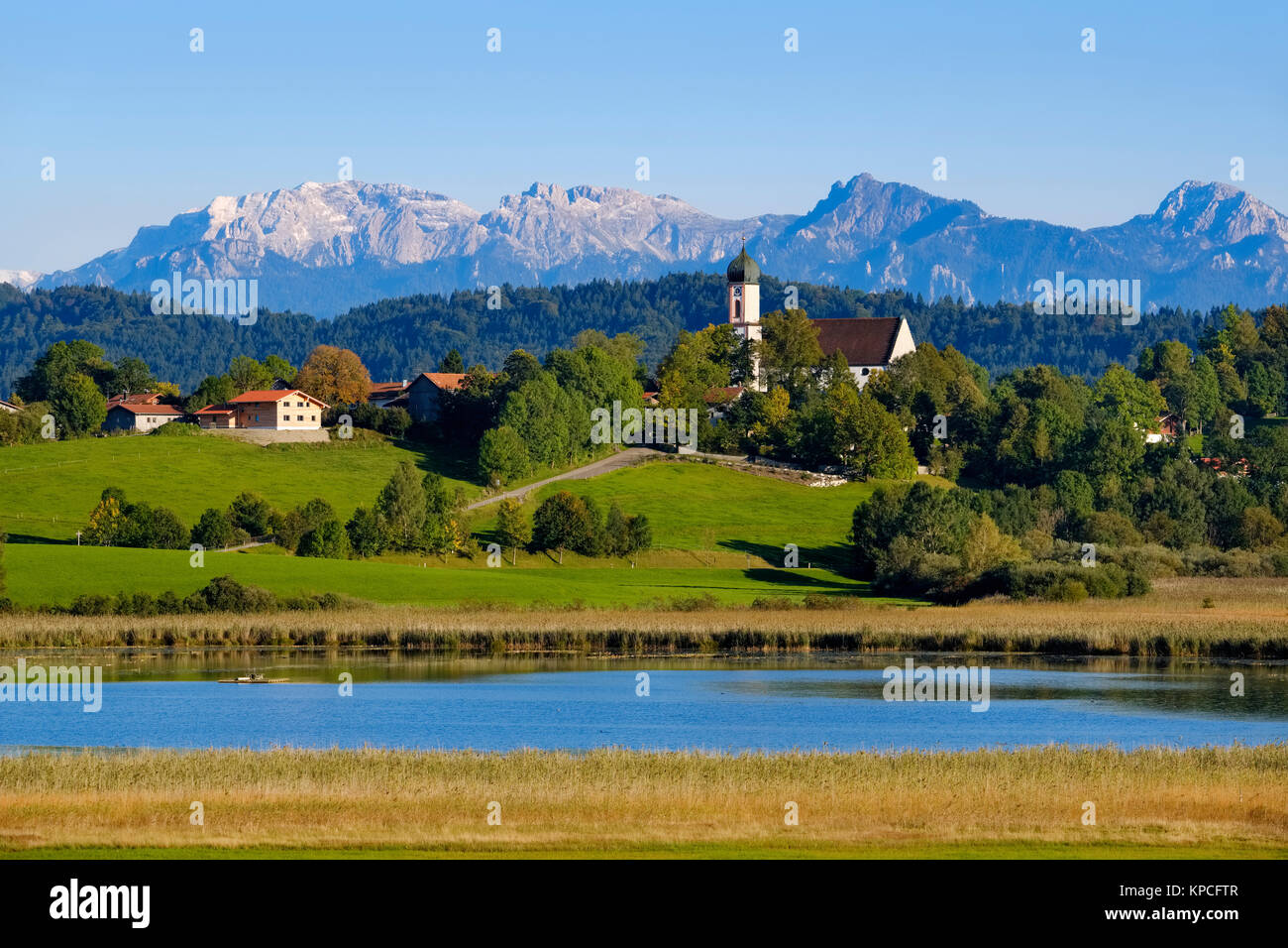 Seeger See, Seeg and Ammergau Alps, Ostallgäu, Allgäu, Swabia, Bavaria ...