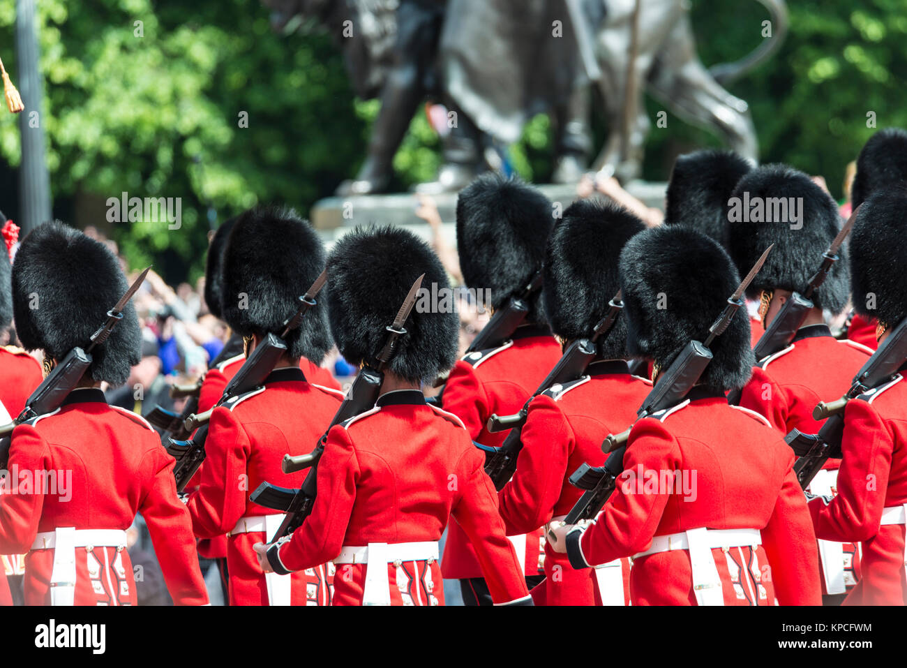 Guardsmen of the Royal Guard with bearskin cap and bayonet, Changing of ...