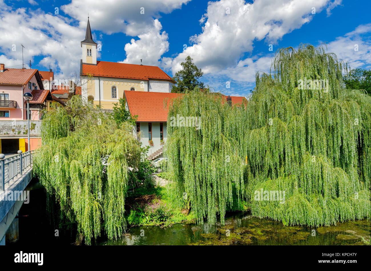 Lahinja river bank in town of Crnomelj, Bela Krajina (White Carniola ...