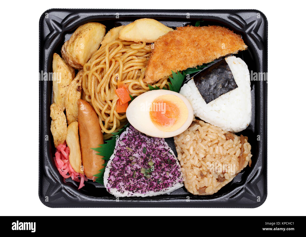 Japanese bento lunch isolated on white background Stock Photo - Alamy