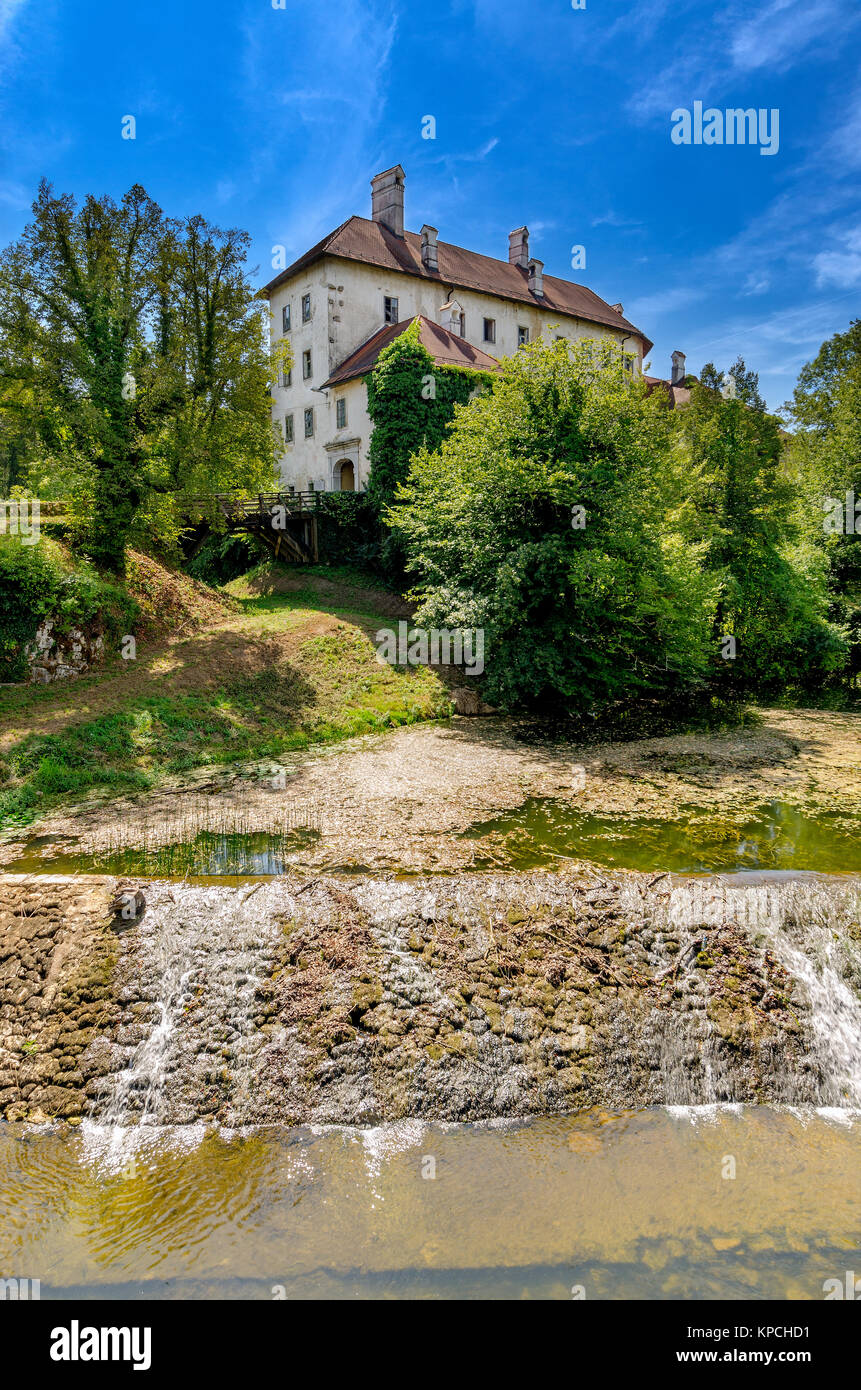 Castle Gradac (12th cent) on Lahinja river, Bela Krajina (White ...
