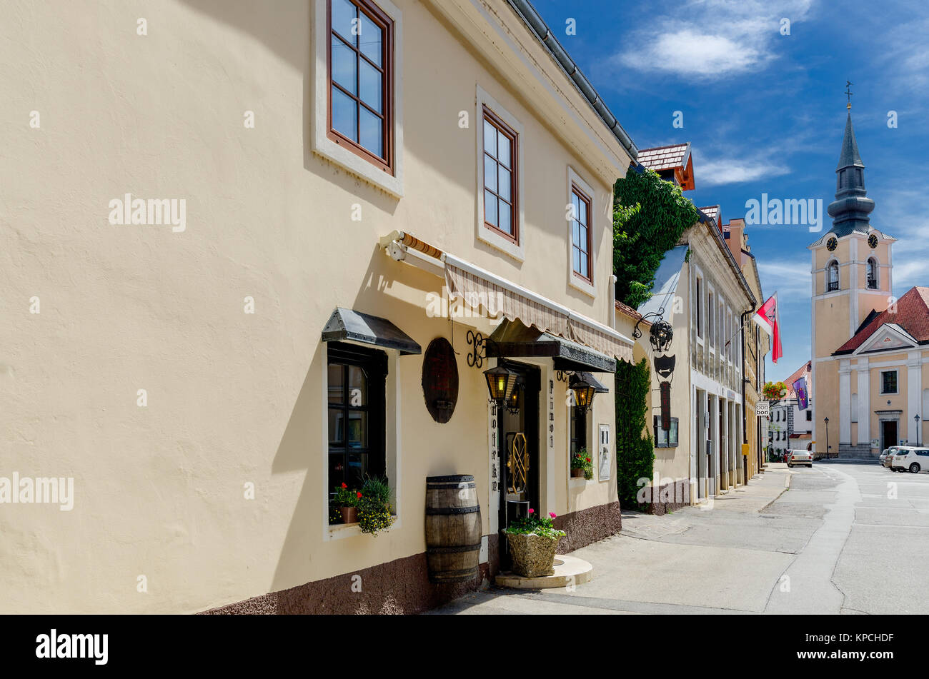 Mestni trg square and St. Nicholas church, Town of Metlika, Bela ...