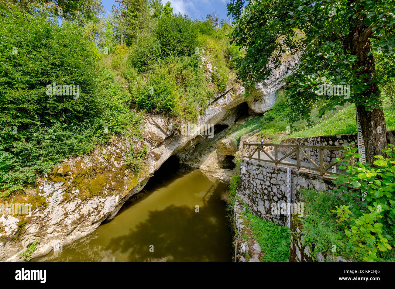Pivka river sinkhole at Postojna Cave park, Slovenia, Europe Stock ...