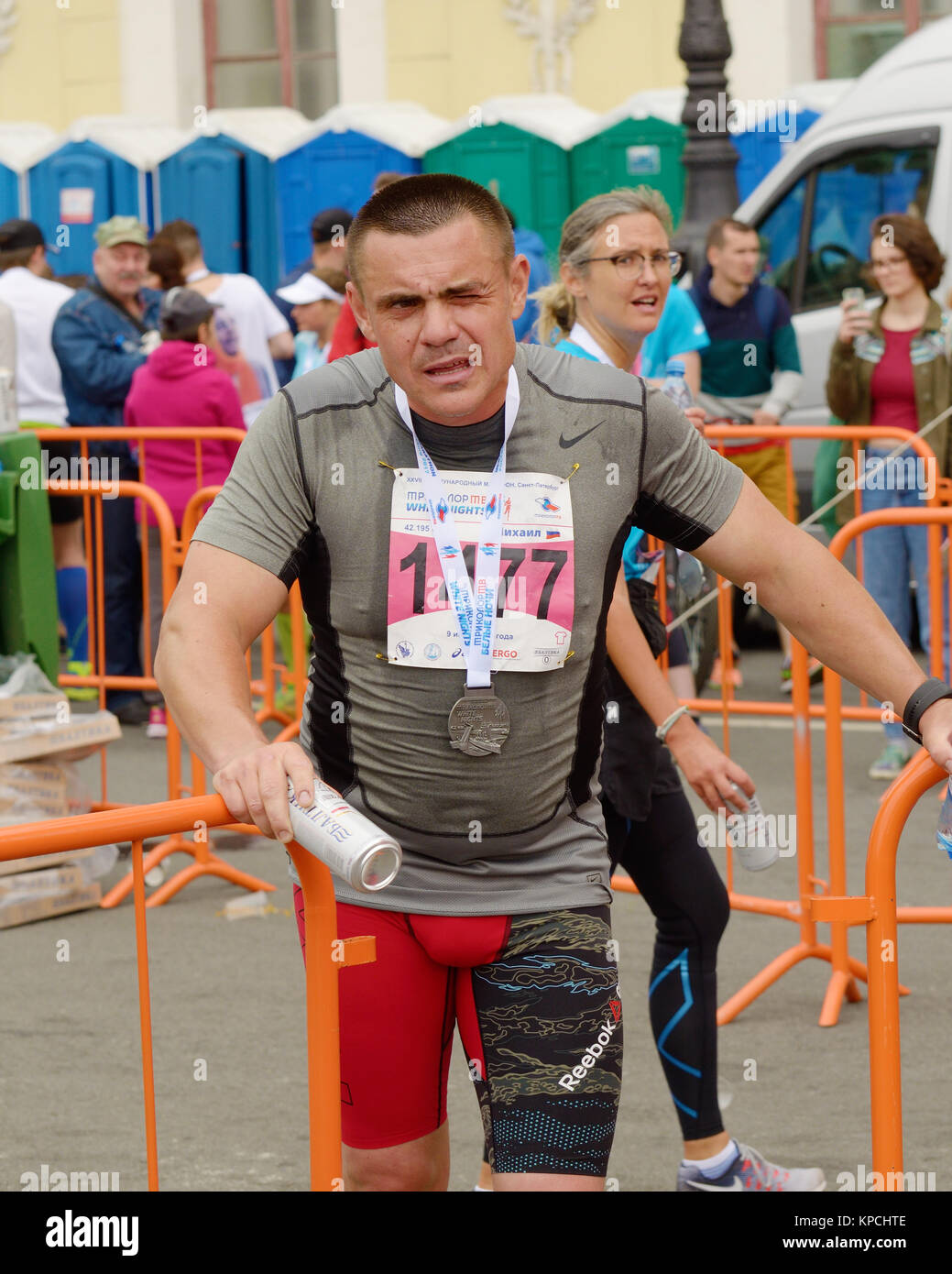 09.07.2017.Russia.Saint-Petersburg.Athletes relax after the finish.the ...