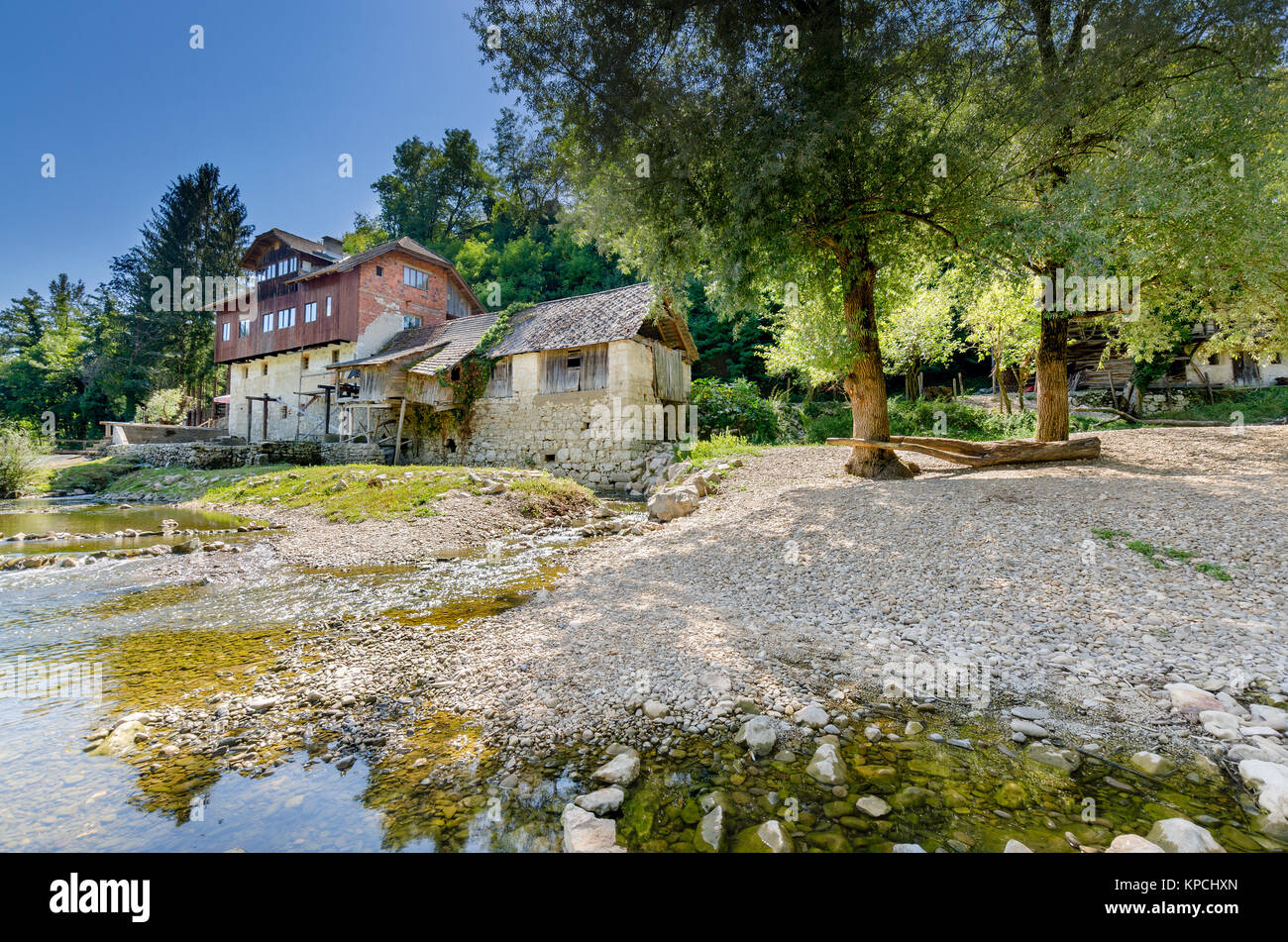Old mill, Kolpa river in Pobrezje (Adlesici), Bela Krajina (White ...