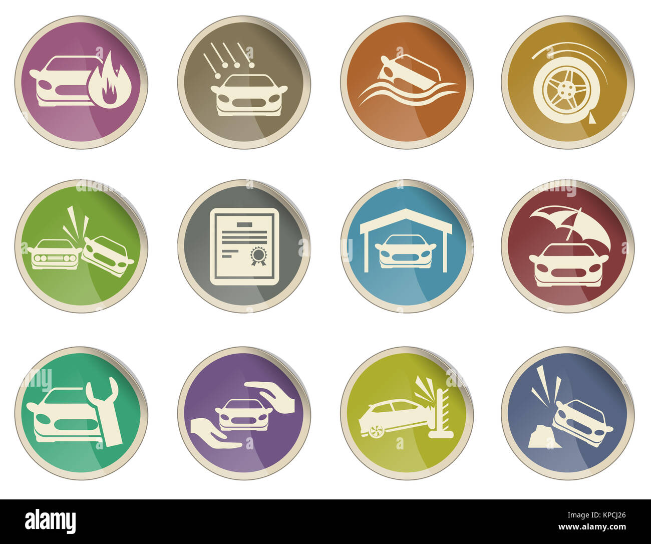 Car Insurance Icons Stock Photo - Alamy